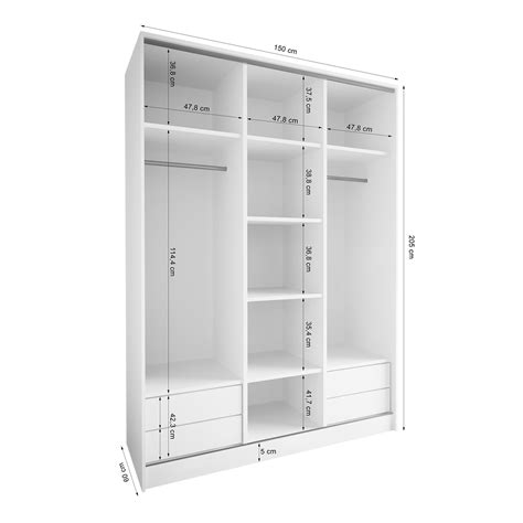 Szafa Przesuwna Z Lustrem I Szufladami ELIA D 150 Sonoma Tienda Muebline