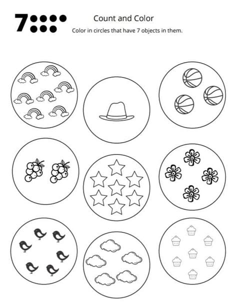 Count And Color Math Worksheet For Kindergarten