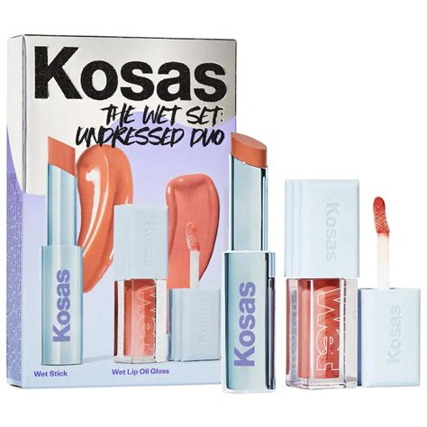 Kosas The Wet Set Undressed Nude Sheer Lipstick Lip Oil Set