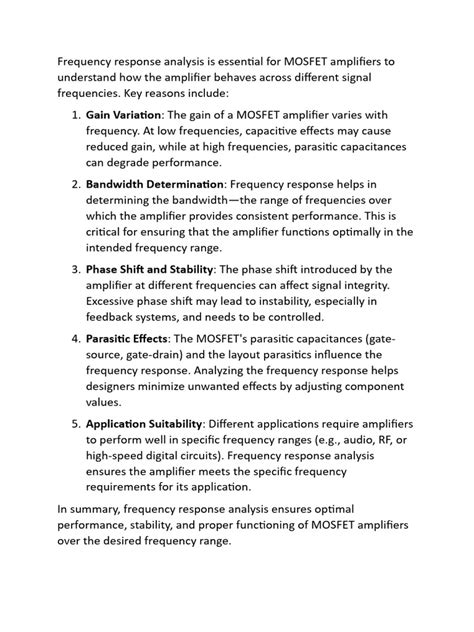 Frequency Response Analysis Is Essential For Mosfet Amplifiers To