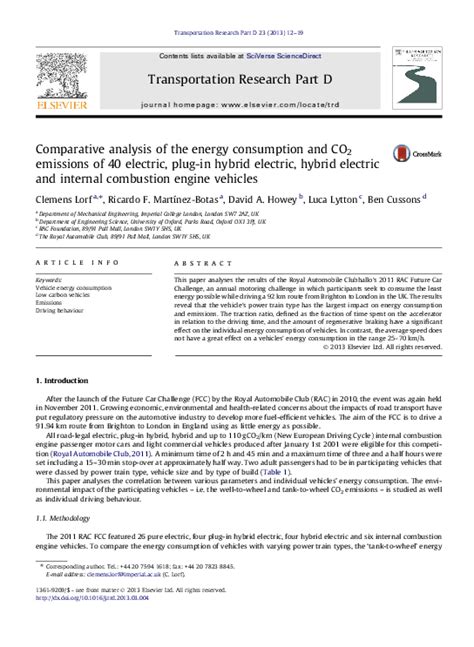 Pdf Comparative Analysis Of The Energy Consumption And Co2 Emissions Of 40 Electric Plug In