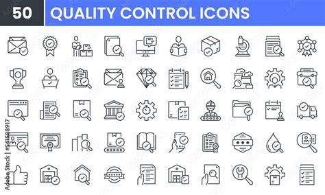 Quality Control Vector Line Icon Set Contains Linear Outline Icons Like Inspection Approve