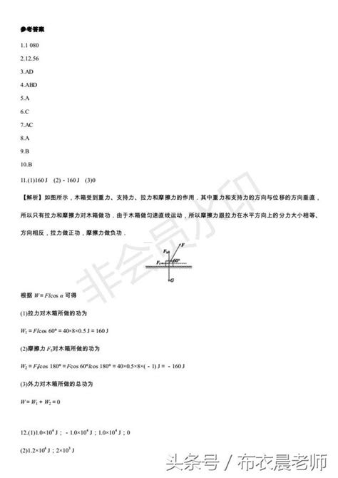 高中學科物理同步訓練習題 功 每日頭條