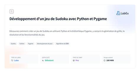 Créer Un Jeu De Sudoku Tutoriel Python Pygame Labex