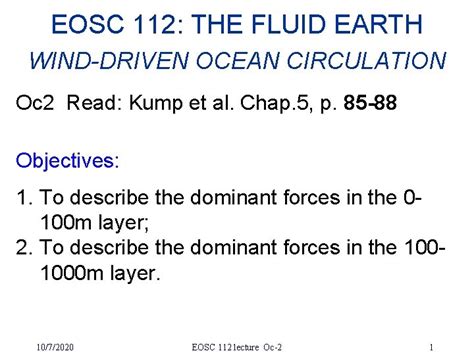 Eosc 112 The Fluid Earth Winddriven Ocean Circulation