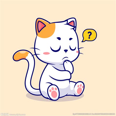 可爱卡通小猫思考沉思设计图 卡通设计 广告设计 设计图库 昵图网