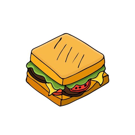 S Ndwich Colorido Doodle Ilustraci N En Vector Vector Premium