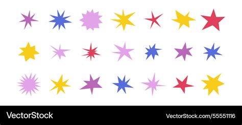 Sharp Stars Shapes Set Bright Irregular Sparks Vector Image