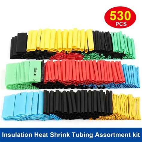 530pcs 내열성 튜브 열 수축 포장 키트 열 수축 튜브 모듬 전기 와이어 케이블 절연 12 크기 비즈니스 산업 및 과학