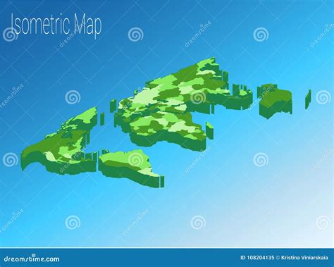 Map World Isometric Concept 3d Flat Illustration Stock Vector