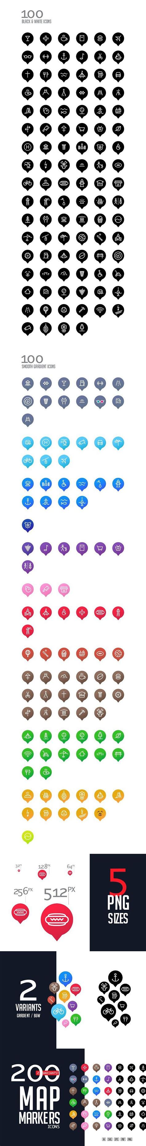 200 Map Markers Icons Set Marker Icon Map Marker Icon Set