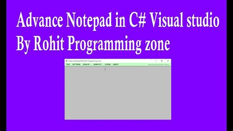 Notepad In C Visual Studio YouTube