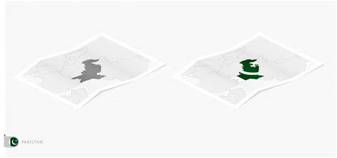 Set Of Two Realistic Map Of Pakistan With Shadow The Flag And Map Of Pakistan In Isometric