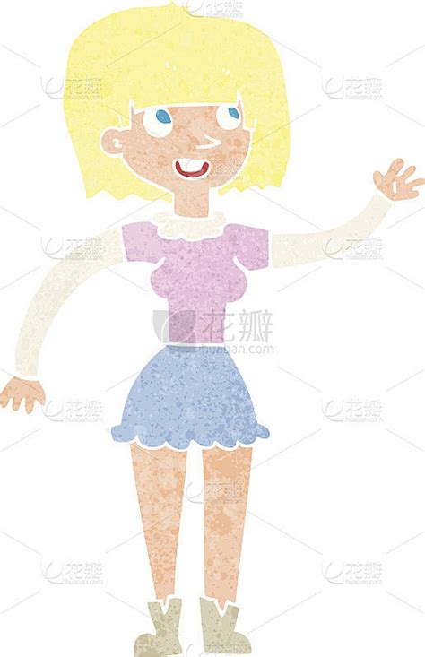 卡通女孩挥舞着