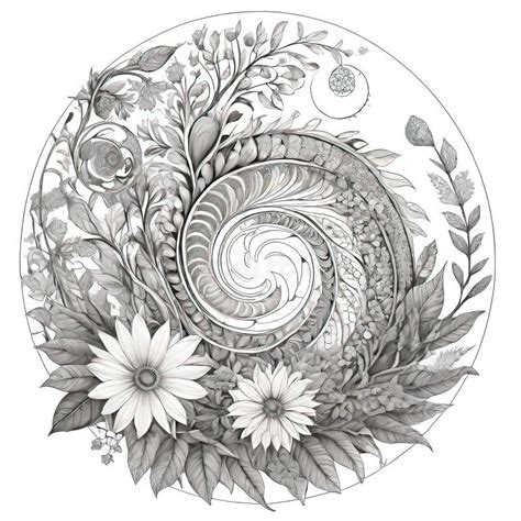 Fibonacci Sequence Circular Spiral Illustration For Adults Beautiful Design And Printable