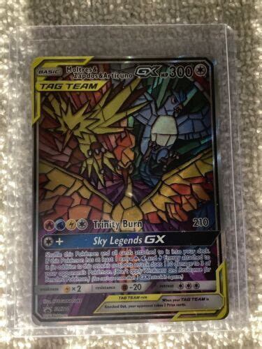 Pokemon Hidden Fates Moltres Zapdos Articuno GX Stained Glass Promo Values MAVIN