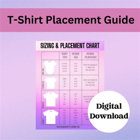 T Shirt Printable Sizing And Placement Guide Printable T Shirt Placement Chart PNG PDF HTV