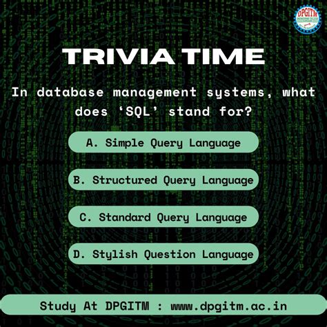Quiztime What Is Sql Dpg Institute Of Technology And Management Posted On The Topic Linkedin