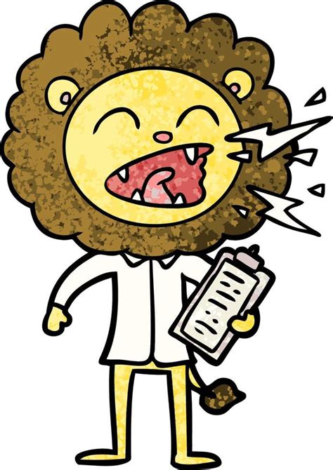 leão de desenho animado de textura grunge retrô rugindo Vetor no Vecteezy