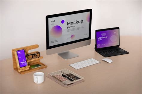Premium Psd Laptop And External Monitor On Desk
