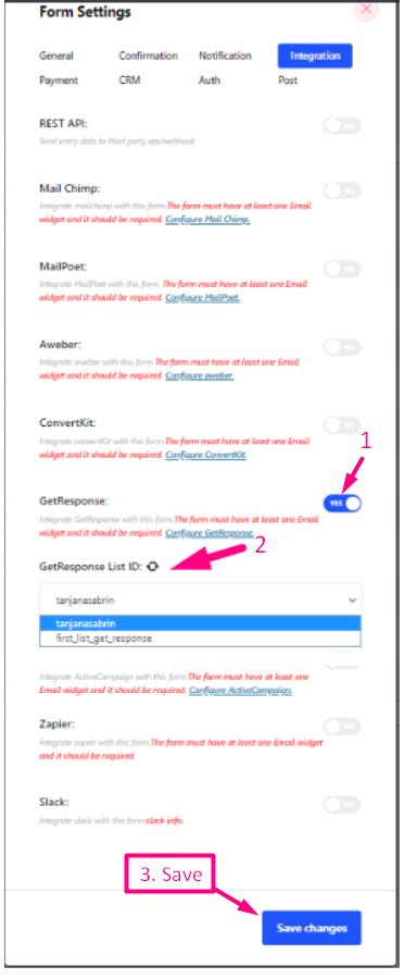 How To Integrate Getresponse With Elementor Metform
