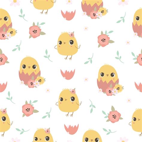 Free Vector Cute Seamless Pattern With Chicks