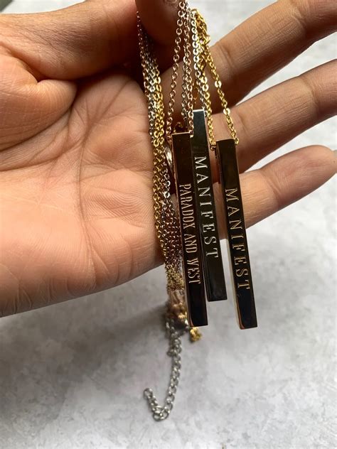 Stainless Steel Custom Jewelry Inspirational Manifest Bar Jewelry