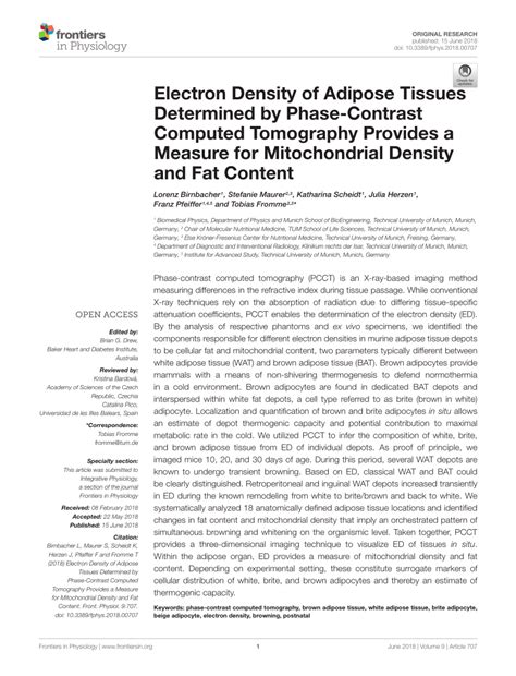 Pdf Electron Density Of Adipose Tissues Determined By Phase Contrast