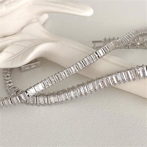 클래식 스퀘어 바게트 지르코니아 팔찌 큐빅 사각 프리미엄 하이퀄리티 레이어드 체인