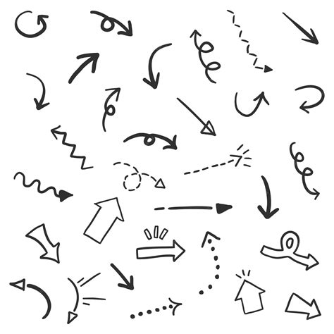 Premium Vector Hand Drawn Arrow Set Icon In Flat Style Pencil Sketch