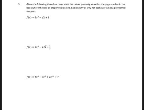 Solved Given The Following Three Functions State The Rule