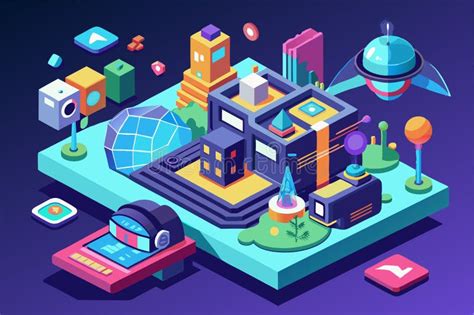 Explore A Vibrant Isometric Landscape Filled With Futuristic Buildings And Customizable Virtual