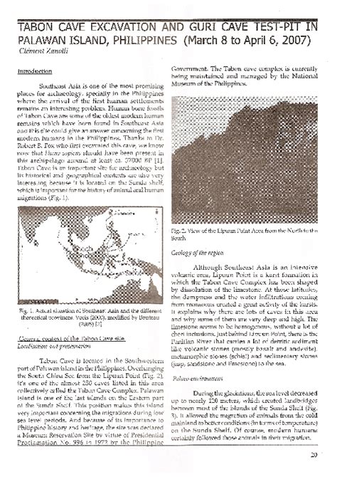Pdf Tabon Cave Excavation And Guri Cave Test Pit In Palawan Island