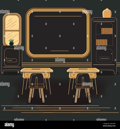Classroom Empty Teachers Desk Stock Vector Images Alamy