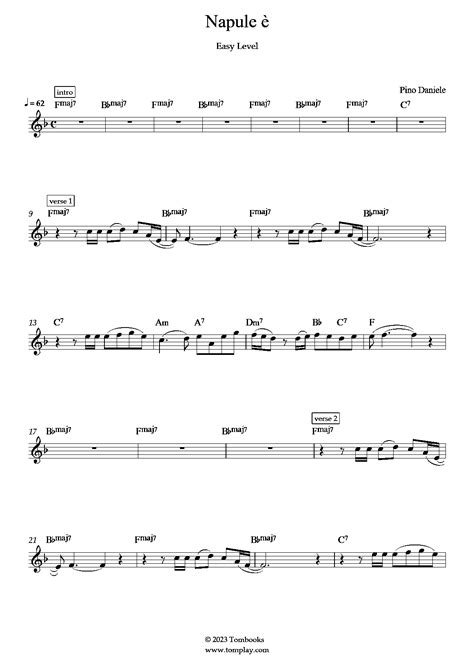 Napule è Easy Level Soprano Sax Pino Daniele Saxophone Sheet Music