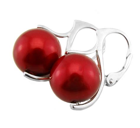 ARSYLION czerwone kolczyki perły 12mm kule Cena Opinie Kolczyki 12606748169 Allegro