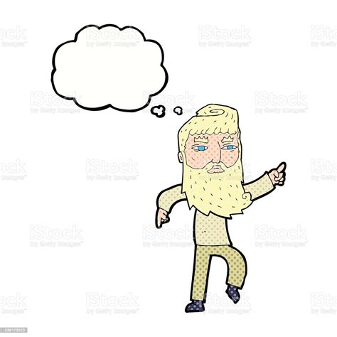 말풍선이 있고 손으로 가리키는 방법은 Bearded 남자 만화 캐릭터 2015년에 대한 스톡 벡터 아트 및 기타 이미지