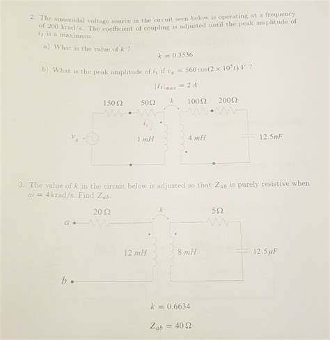 Solved 1 Consider The Linear Transformer Circuit Given