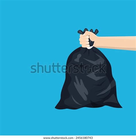 Man Holding Black Plastic Trash Bag Stock Vector Royalty Free