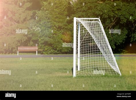 Soccer Goal View Of The Net On An Empty Football Field Football Goal