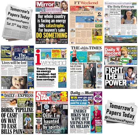 Tomorrows Papers Today On Twitter Summary Of Saturdays Front Pages