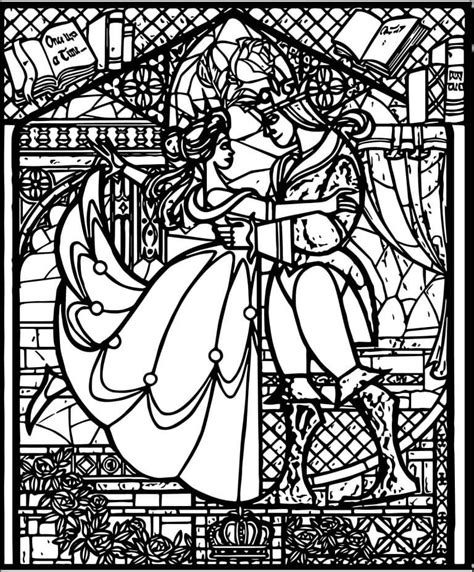 Beauty And The Beast Stained Glass Coloring Page Download Print Or
