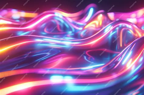 Premium Photo Mesmerizing Dynamic Motion Abstract Iridescent Neon Wave Futuristic Aesthetics