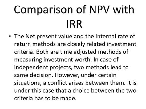 comparison of npv with irr ppt