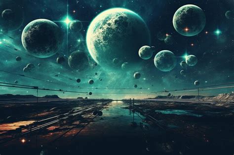 premium photo parallel universe galaxy background with mirrors