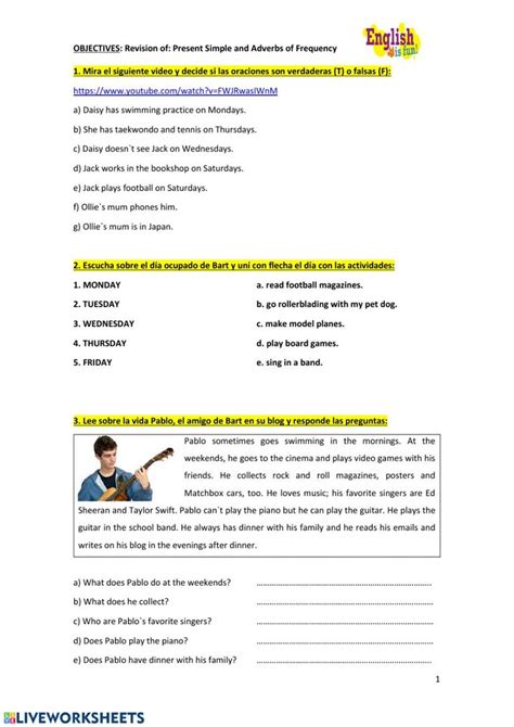 Presente Simple Interactive Worksheet Presente Simple Ejercicios