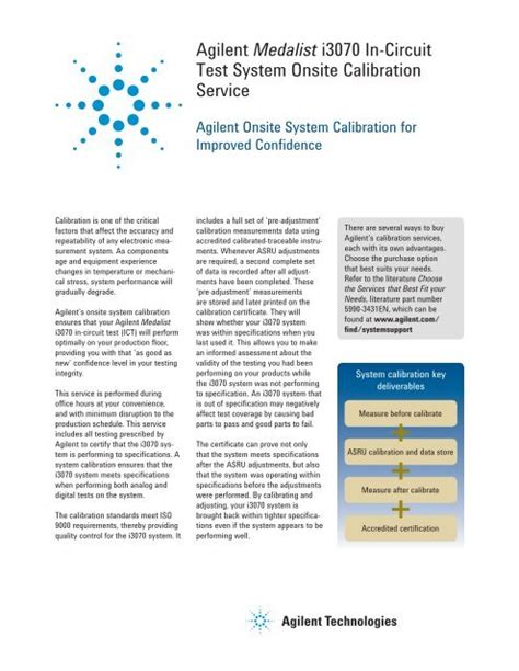 Agilent Medalist I3070 In Circuit Test System Onsite Calibration