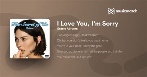 Traducción De La Letra De I Love You Im Sorry De Gracie Abrams Al