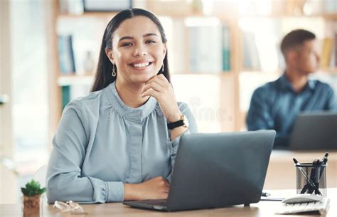 Portrait Smile And Business Woman In Office Ready For Company Goals In