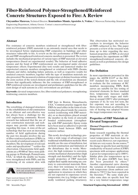 Pdf Fiber Reinforced Polymer Strengthened Reinforced Concrete Structures Exposed To Fire A Review